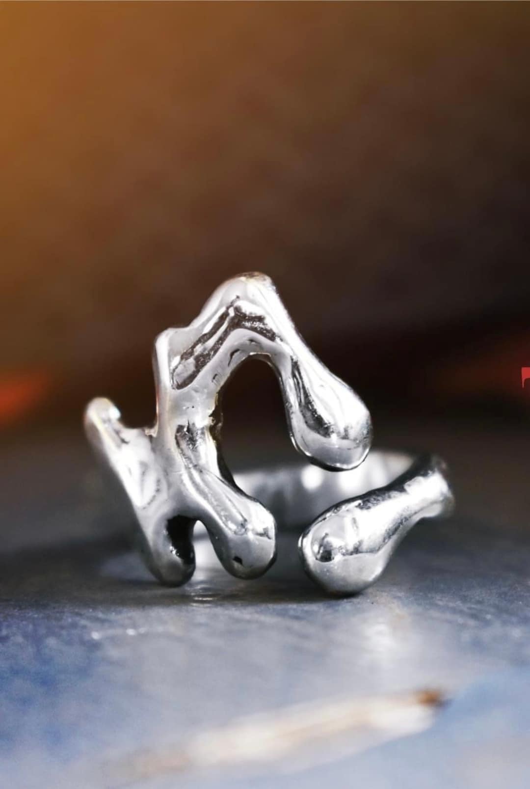 Dripping Liquid Ring, Silver Melting Ring, Sterling Modern Popular ...