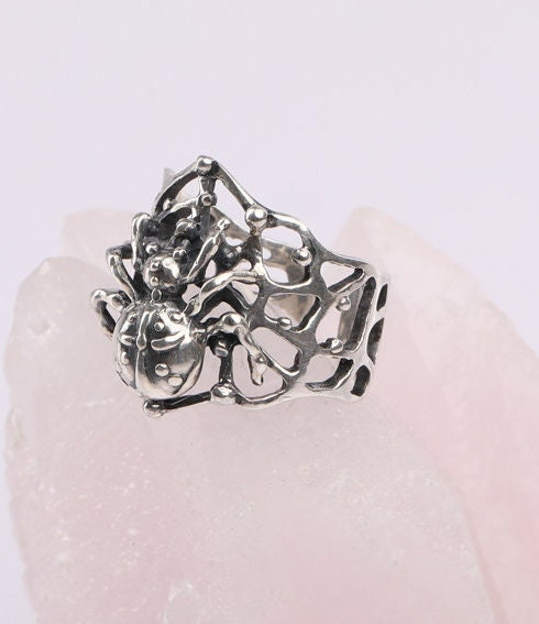 Spider Web Ring, Sterling Silver Spider Lover Jewelry, Cocktail Spider ...