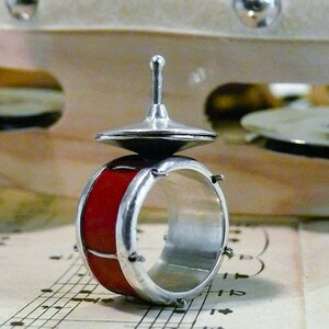 Drum Ring, Sterling Silver Drum Ring, Drummer Gift, Musican Ring, Gift ...