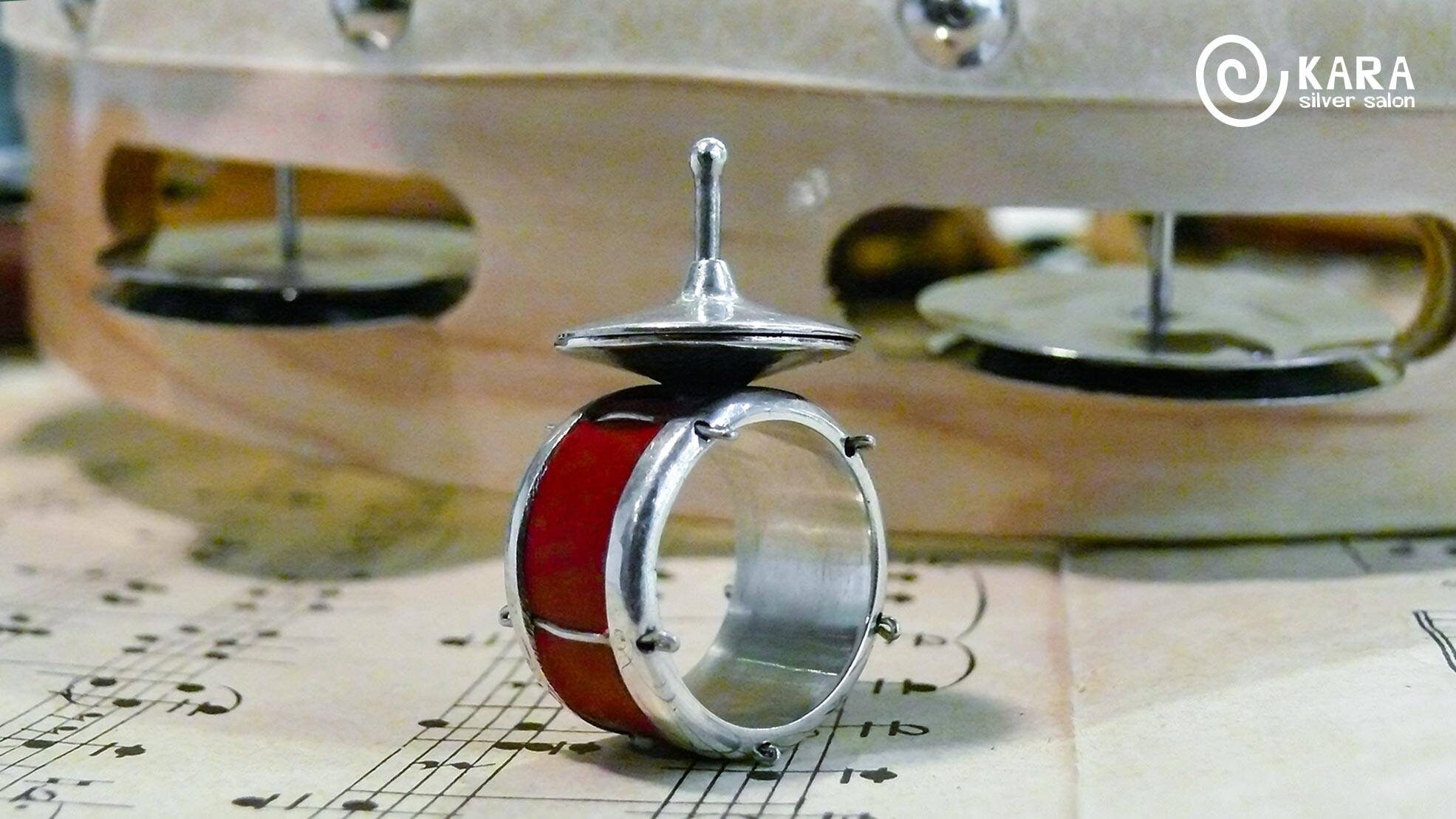 Drum Ring Sterling Silver Drum Ring Drummer Gift Musican - Etsy