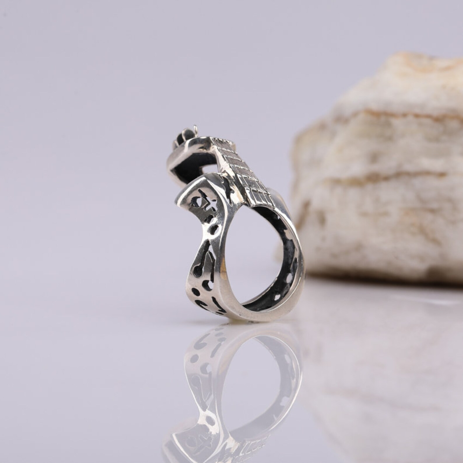 Guitar Ring Sterling Silver Guitar Ring Musican Christmas | Etsy