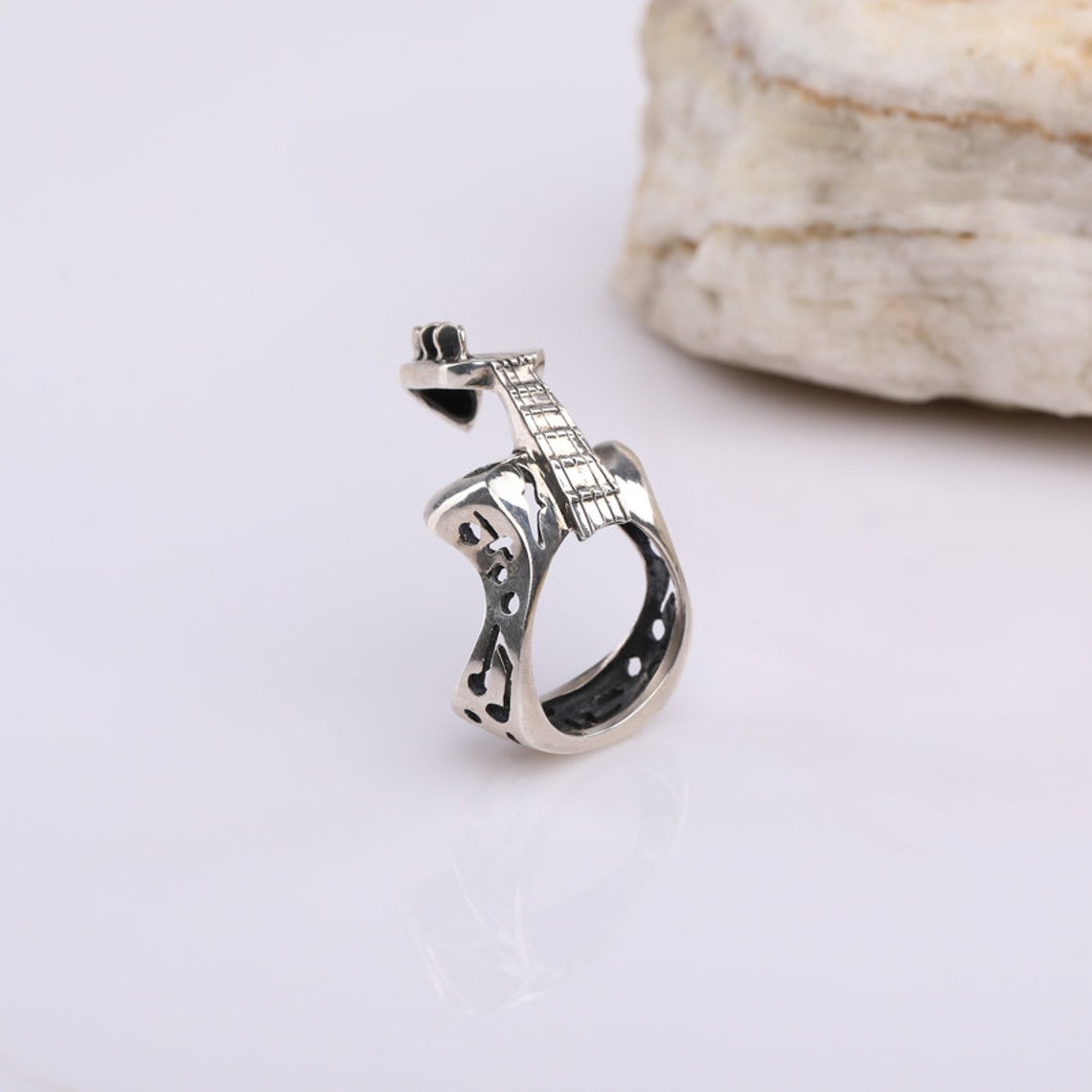 Guitar Ring Sterling Silver Guitar Ring Musican Christmas | Etsy