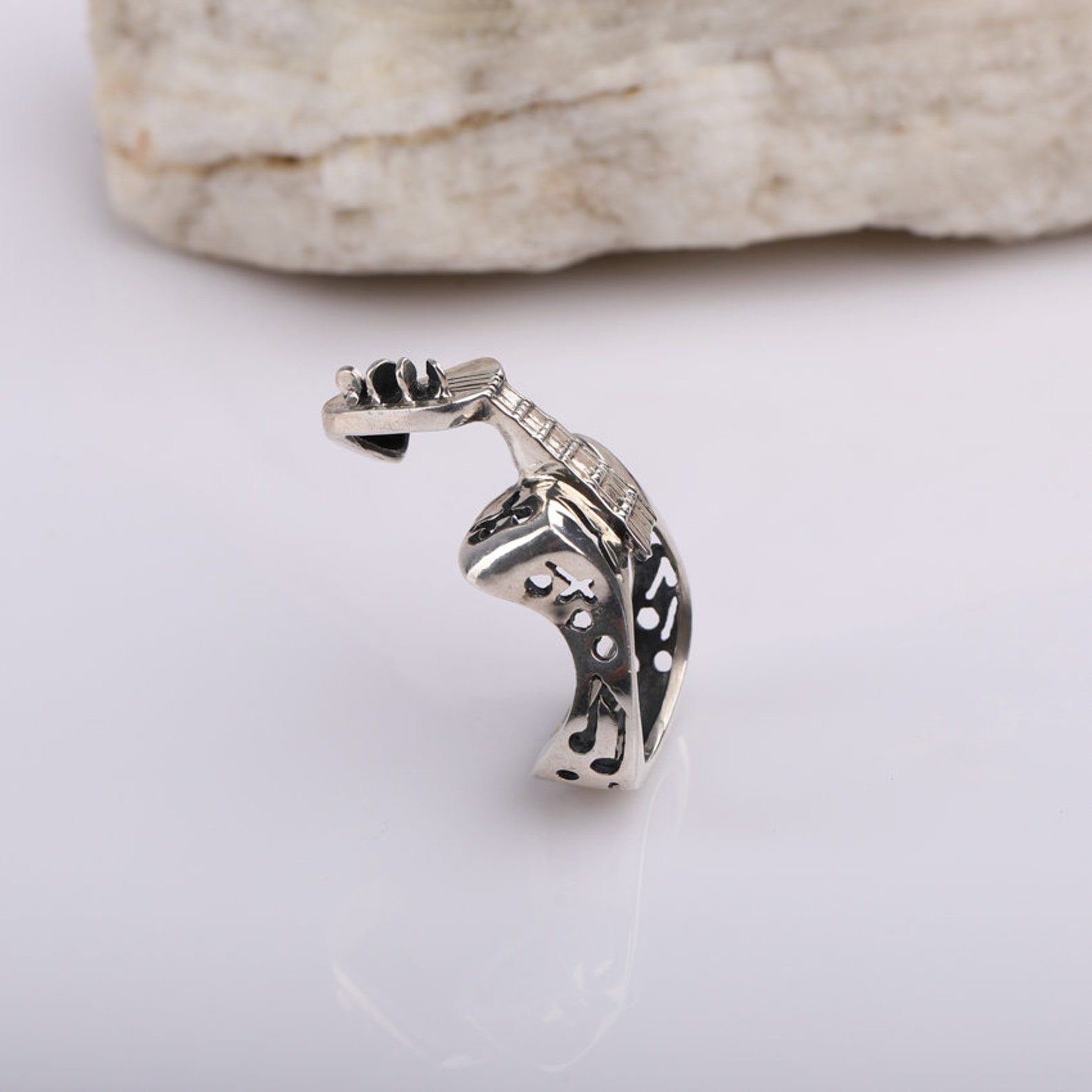 Guitar Ring Sterling Silver Guitar Ring Musican Christmas | Etsy