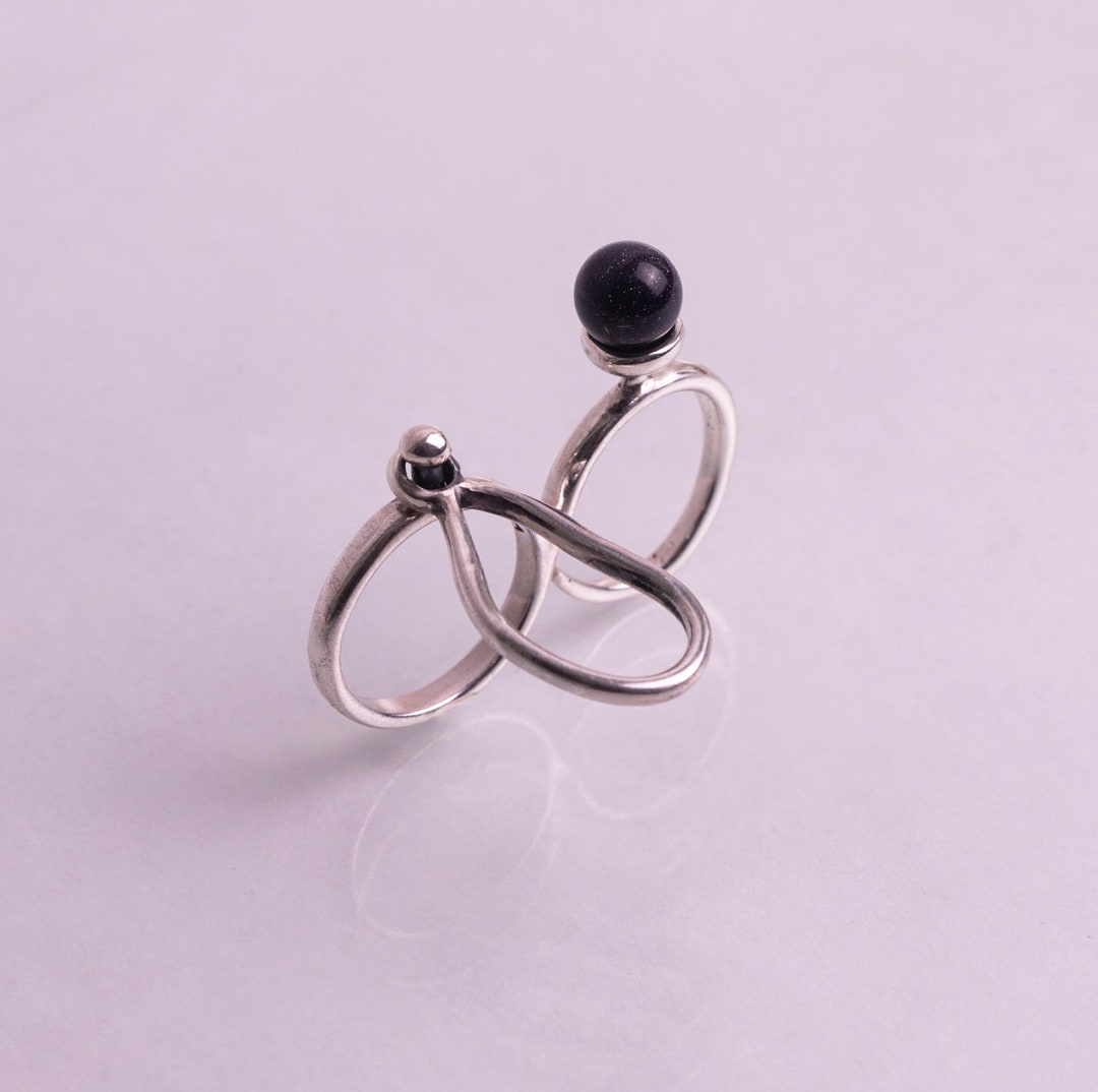 Transformer Ring, 2 Type of Wearing Ring, Sterling Silver Goldstone - Etsy