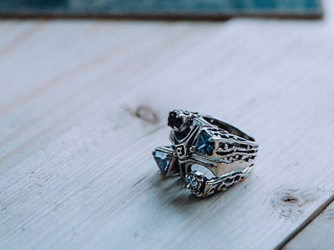 Four Elements Gemstone Ring, Elemental Symbol Ring, 4 Elements Ring - Etsy