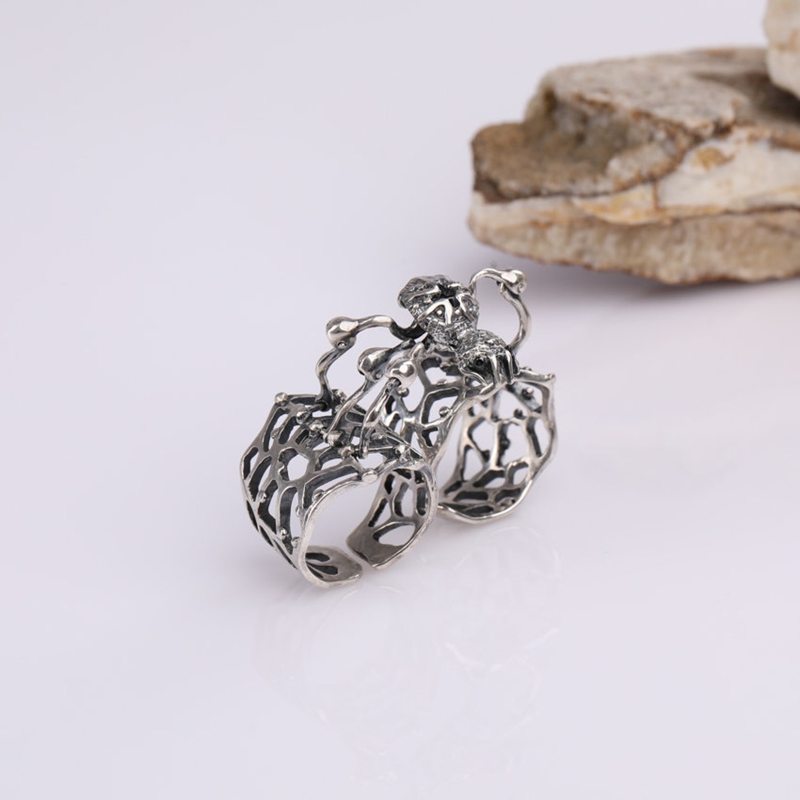 2 Finger Spider Ring Double Spider Ring Art Ring Gorgeous - Etsy