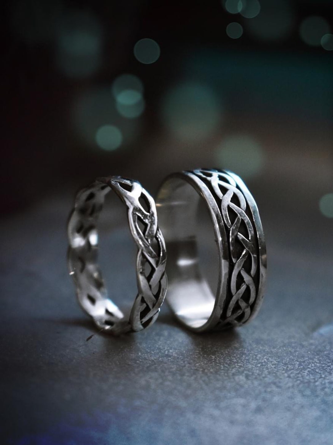 2 Celtic His and Her Wedding Rings, Celtic Bands Set, Couple Sterling ...