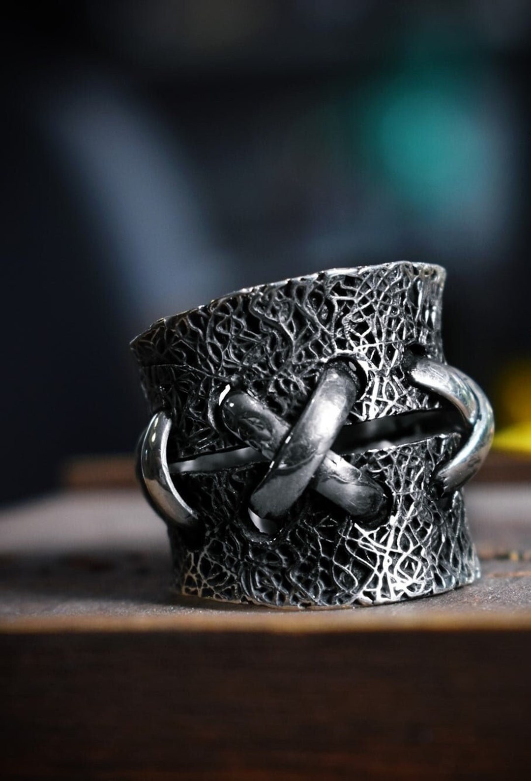 Chunky Knit Silver Ring, Corset Ring, - Etsy