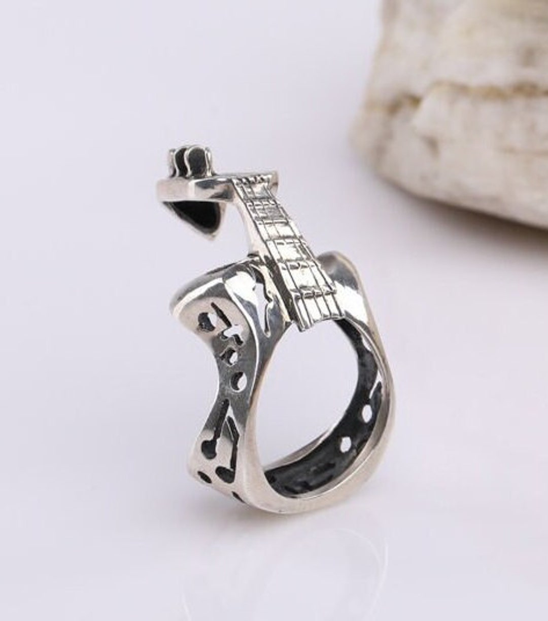 Guitar Ring, Sterling Silver Guitar Ring, Musican Christmas Birthday ...