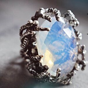 Huge Gemstone Silver Ring, Faceted Big Rock Ring, Red Purple Orange ...