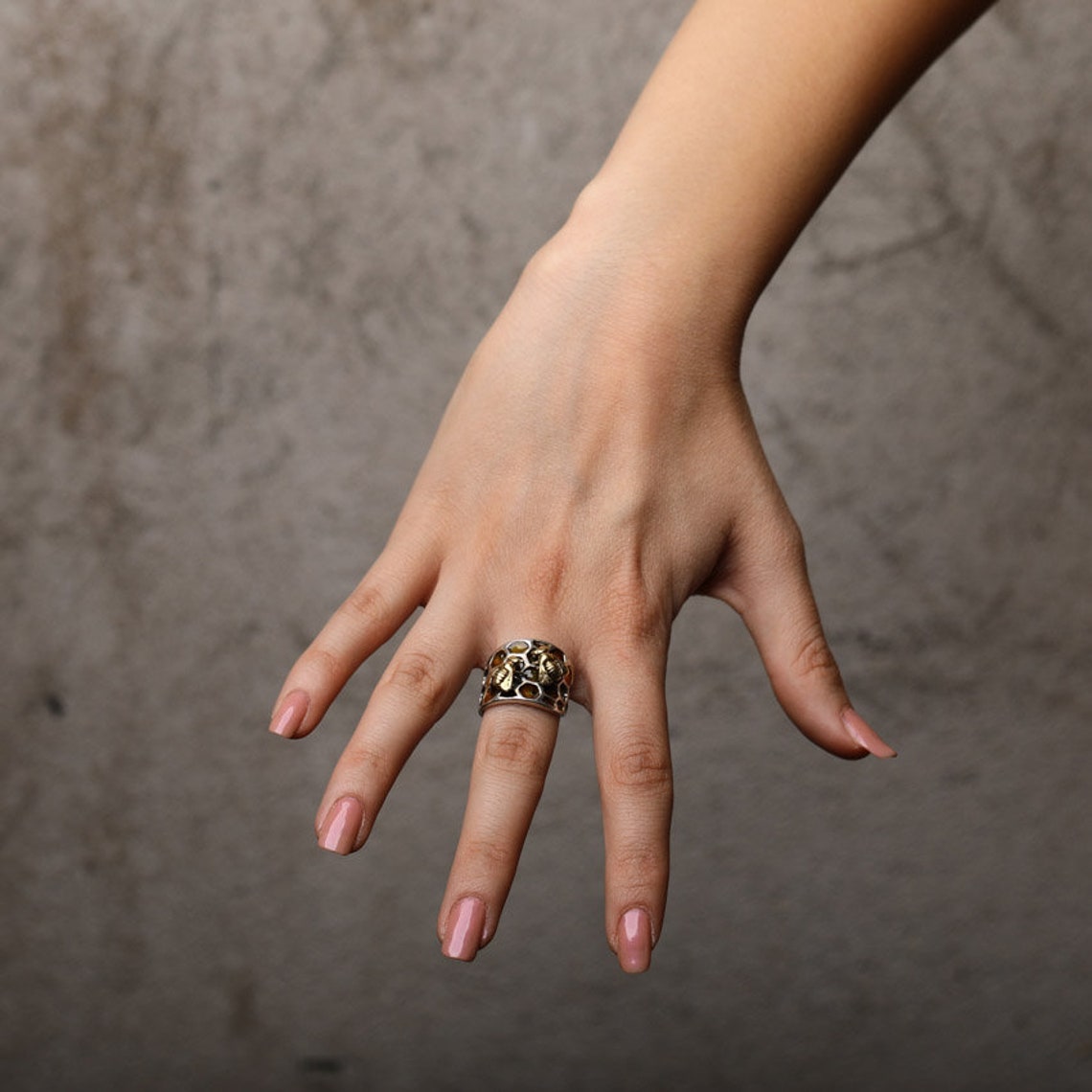 Beehive Silver Ring Honey Bee Ring Honeycomb Bee Ring Bee - Etsy