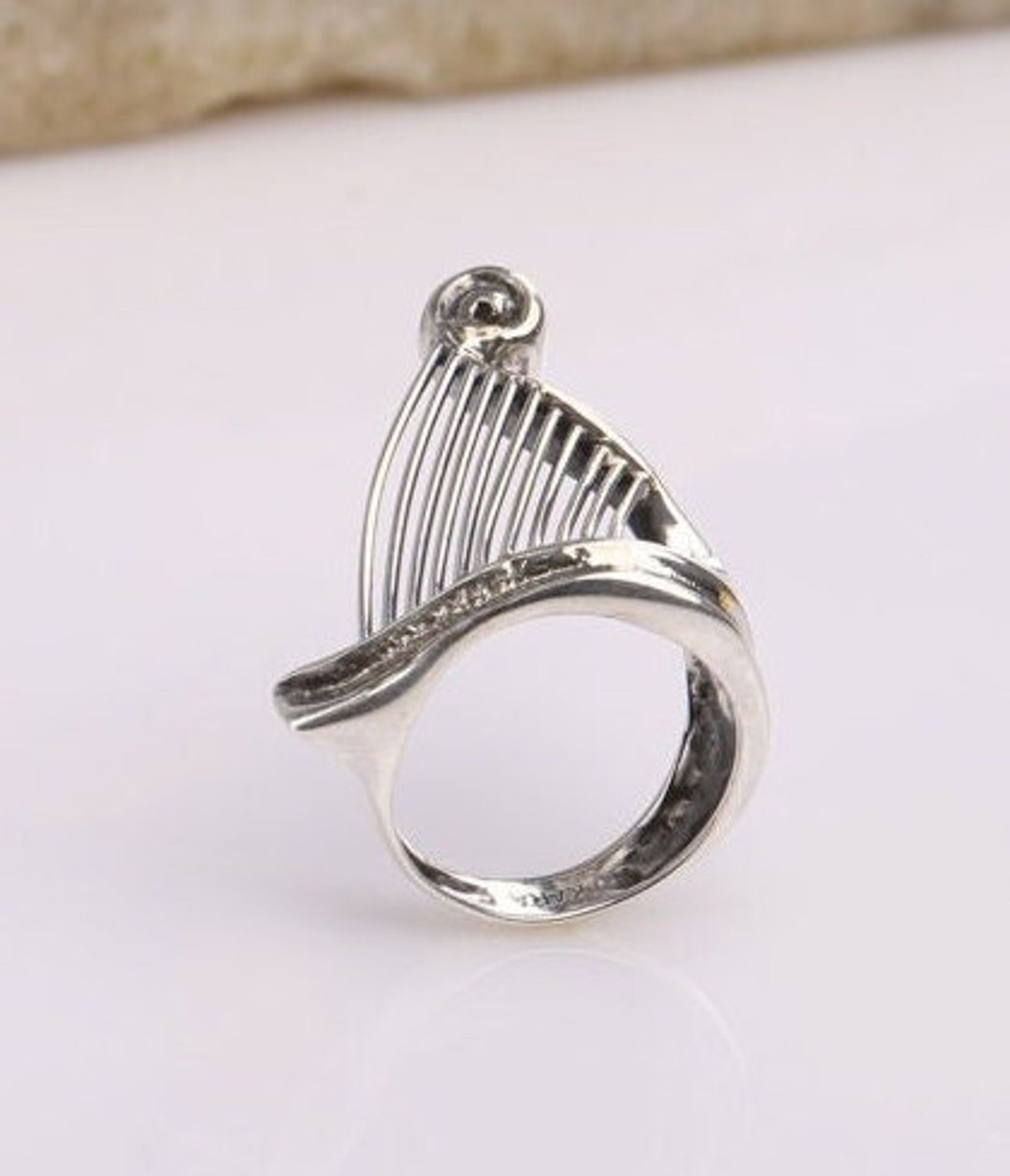Lyre Ring, Harp Ring, Sterling Siver Lyre Jewelry, Music Lover Best ...
