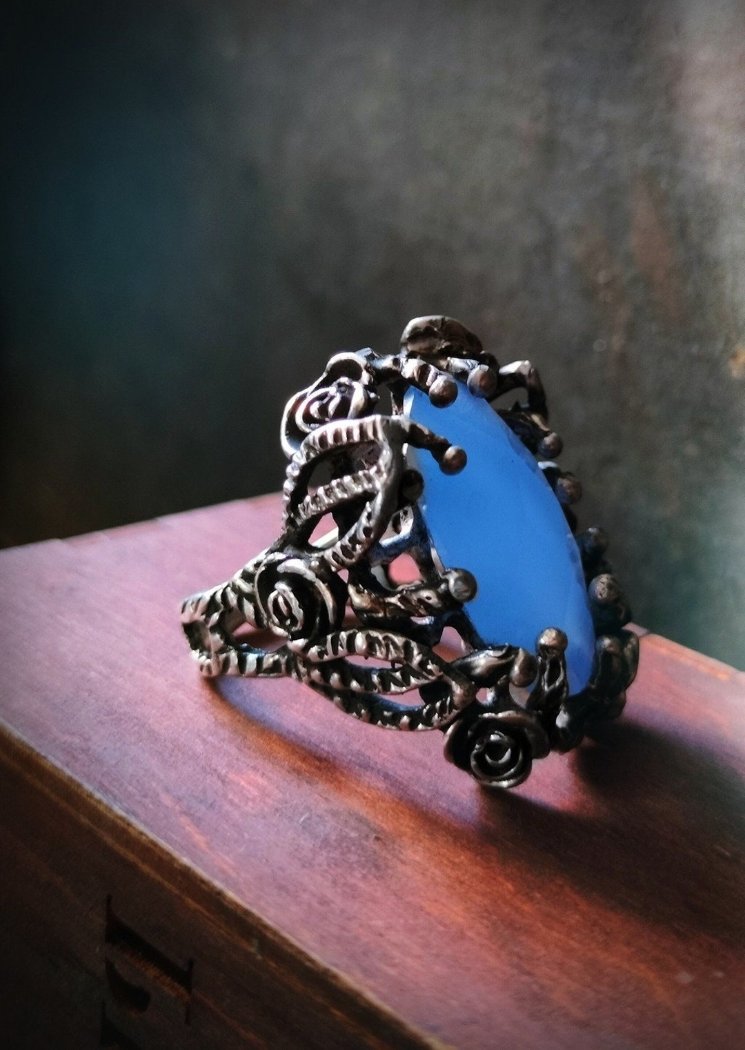 Huge Gemstone Silver Ring, Faceted Big Rock Ring, Red Purple Orange ...