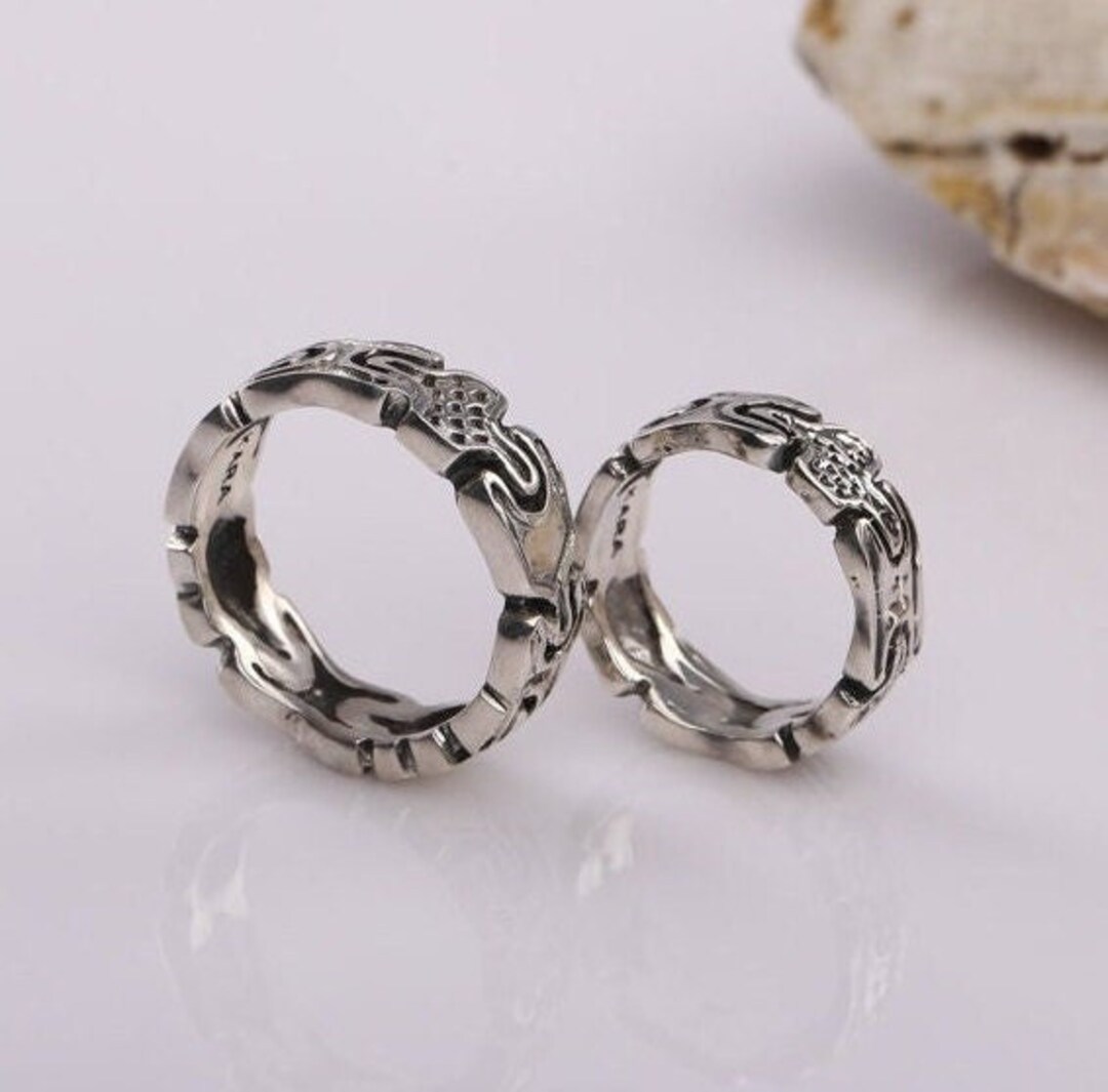Puzzle Bands in Silver Couple Puzzle Rings Set of Two Bands - Etsy