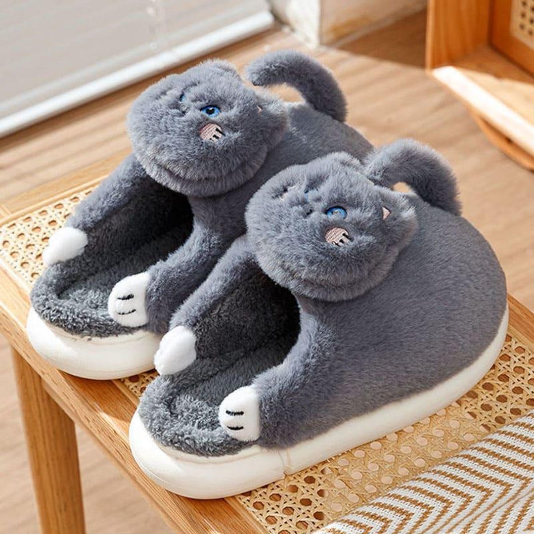 Kawaii Fluffy Kitty Cat Slippers - Etsy