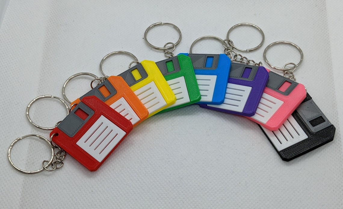 Floppy Disk Keychain 3D Printed Multiple Colors Novelty | Etsy