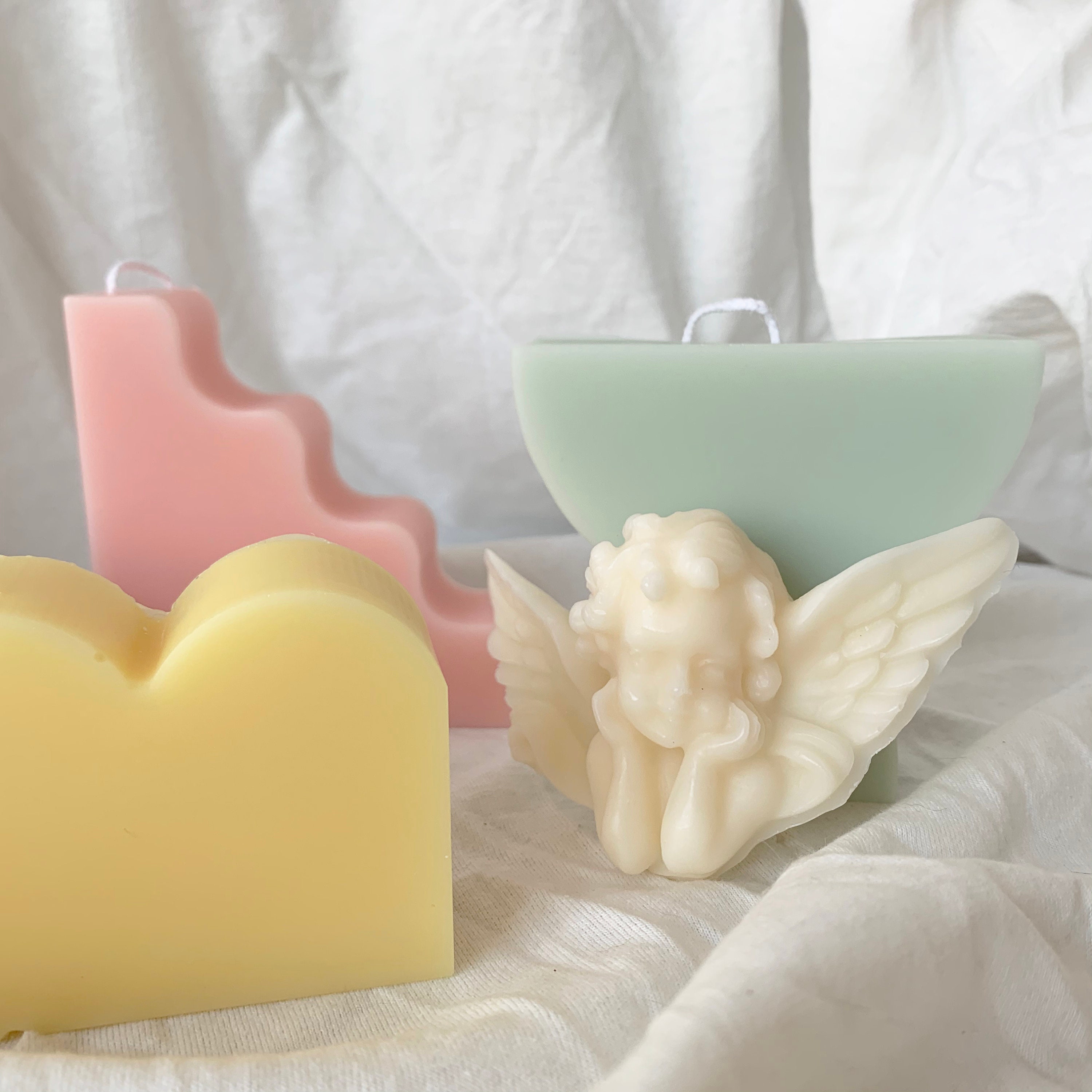 Candle Gift Pack Pastel Color Abstract Candles Set of 4 | Etsy