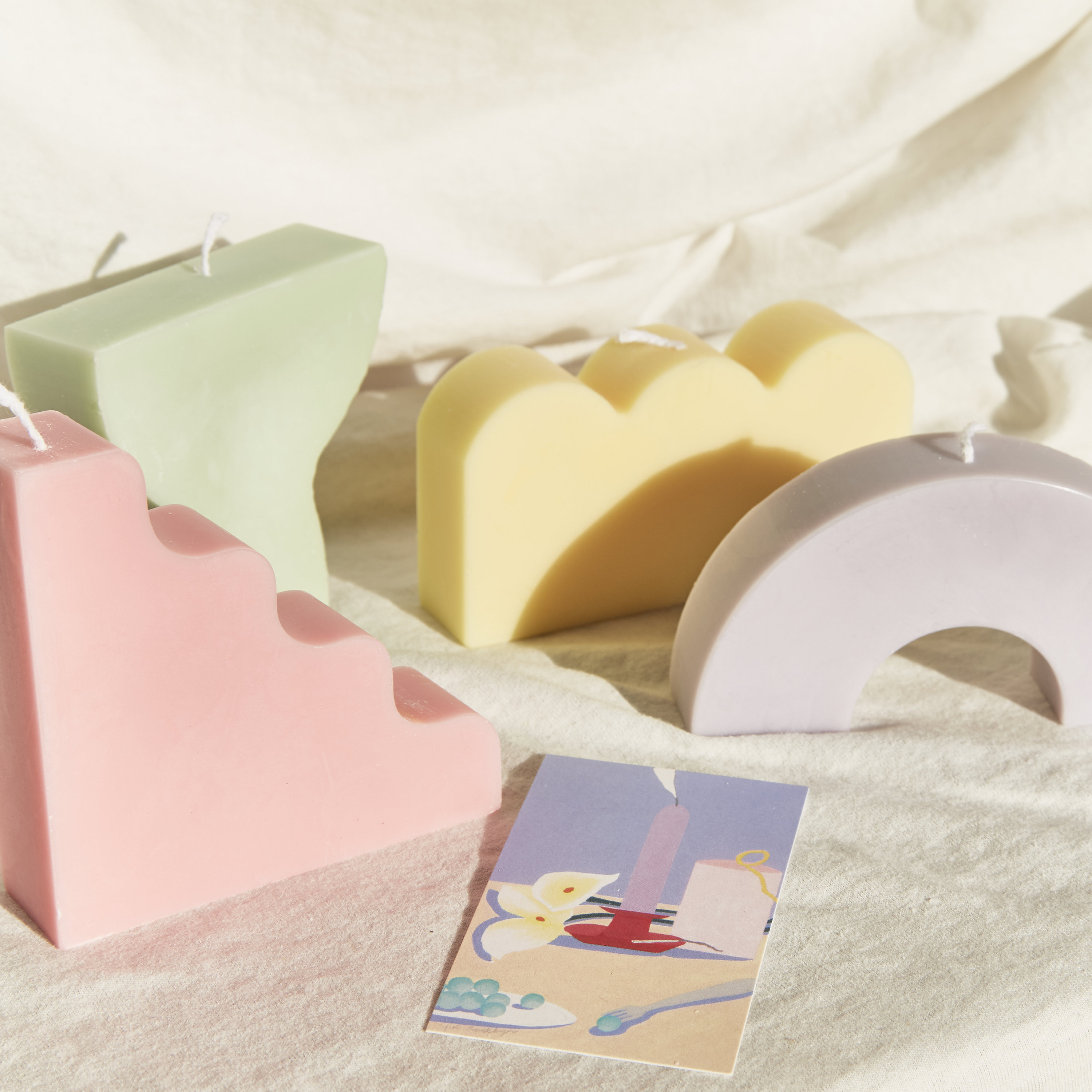 Candle Gift Pack Pastel Color Abstract Candles Set of 4 | Etsy