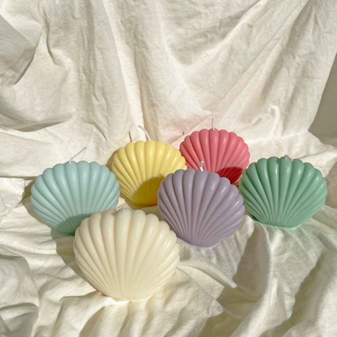 Matte Shell Shaped Scented Soy Wax Candle, Mermaid Clam Shell Candle ...