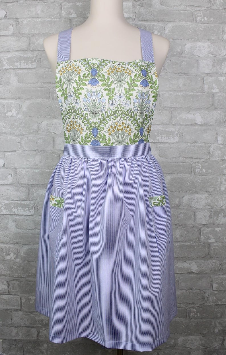 Vintage Floral Apron With Pockets | Full Chef Rose Apron for Woman ...