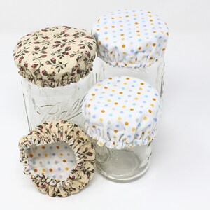 Set of 4 Reversible Washable Cotton Fabric Mason Jar Covers | Baking ...