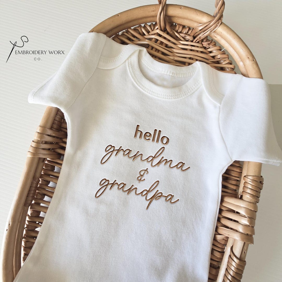 Embroidered Hello Grandma and Grandpa ONESIES® Brand, Hello Grandma ...
