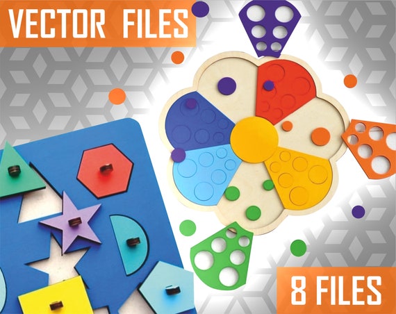 8 Kids Puzzles Wooden Puzzles Laser Cut Files SVG DXF CDR | Etsy