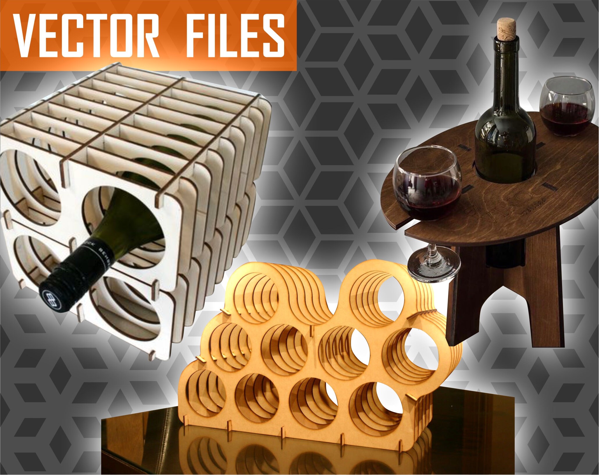 5 Wine Stand Svg Wine Shelf DXF File for Laser Cut and CNC - Etsy