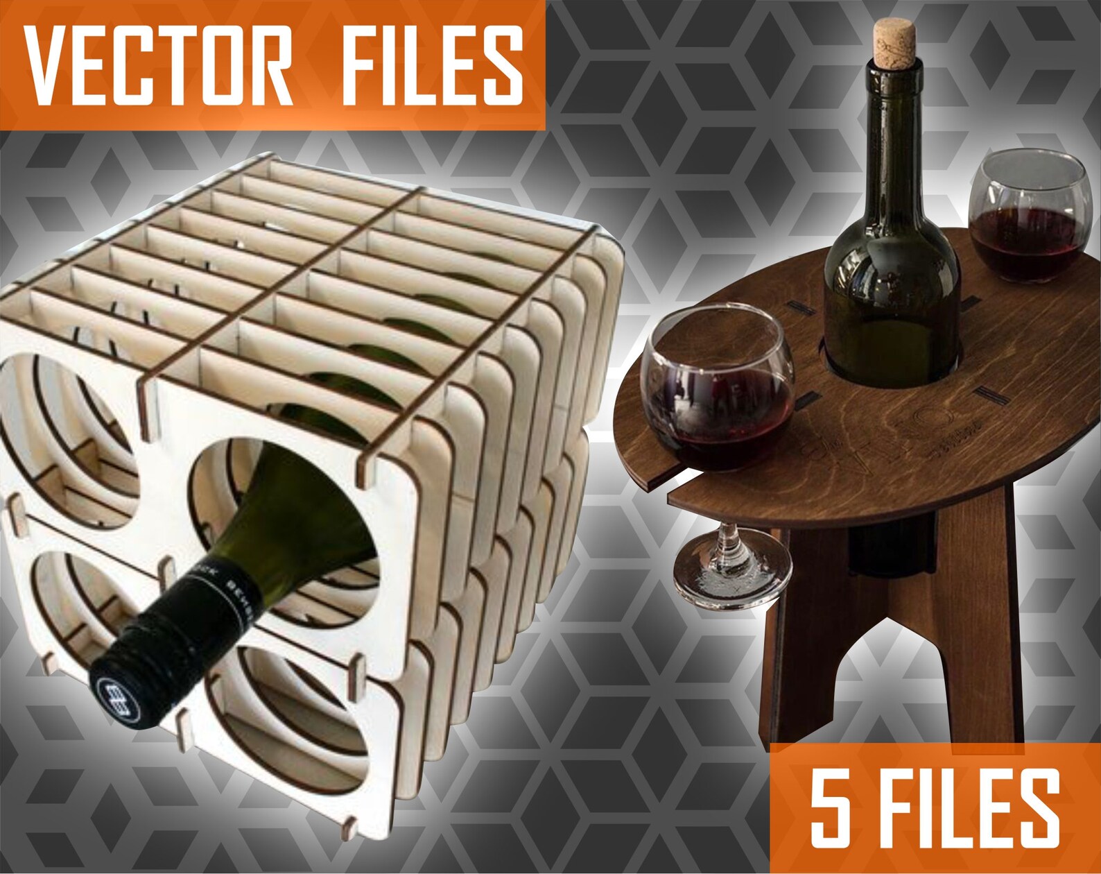 5 Wine Stand Svg Wine Shelf DXF File for Laser Cut and CNC - Etsy