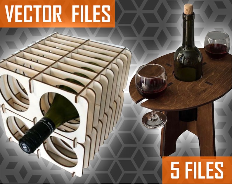 5 Wine Stand Svg Wine Shelf DXF File for Laser Cut and CNC - Etsy