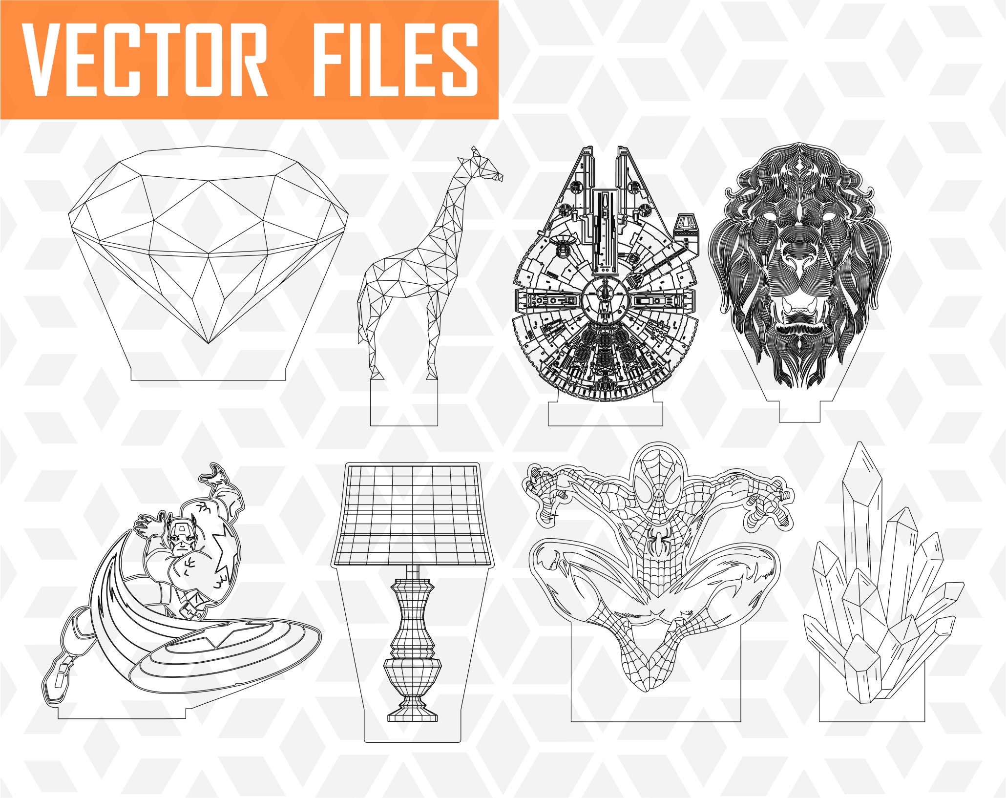 70 file 3D lamp LED Night light Svg files Acrylic lamp svg | Etsy