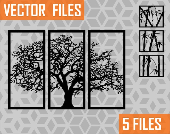 5 Tree Wall Art decor laser cut wall art Laser cut Wall Art | Etsy
