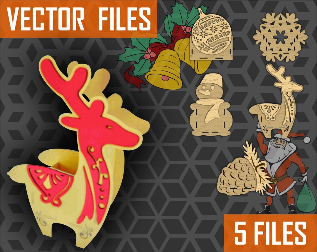 5 Pen Holder, Wooden Holder Laser Cut Files SVG, DXF, CDR Vector Plans ...