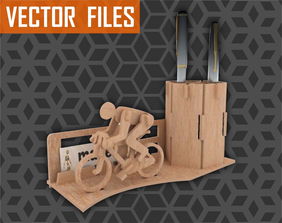 7 Pen Holder Wooden Holder Laser Cut Files SVG DXF CDR | Etsy