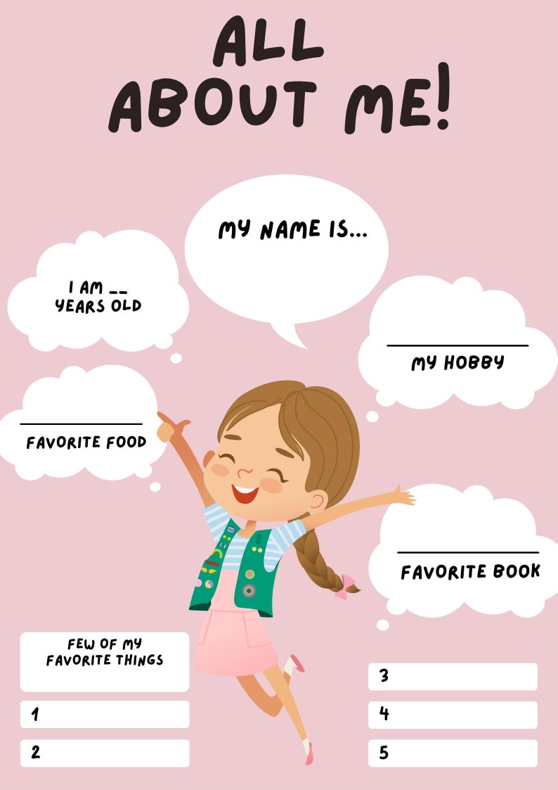 Girl Scouts Junior All About Me File - Etsy