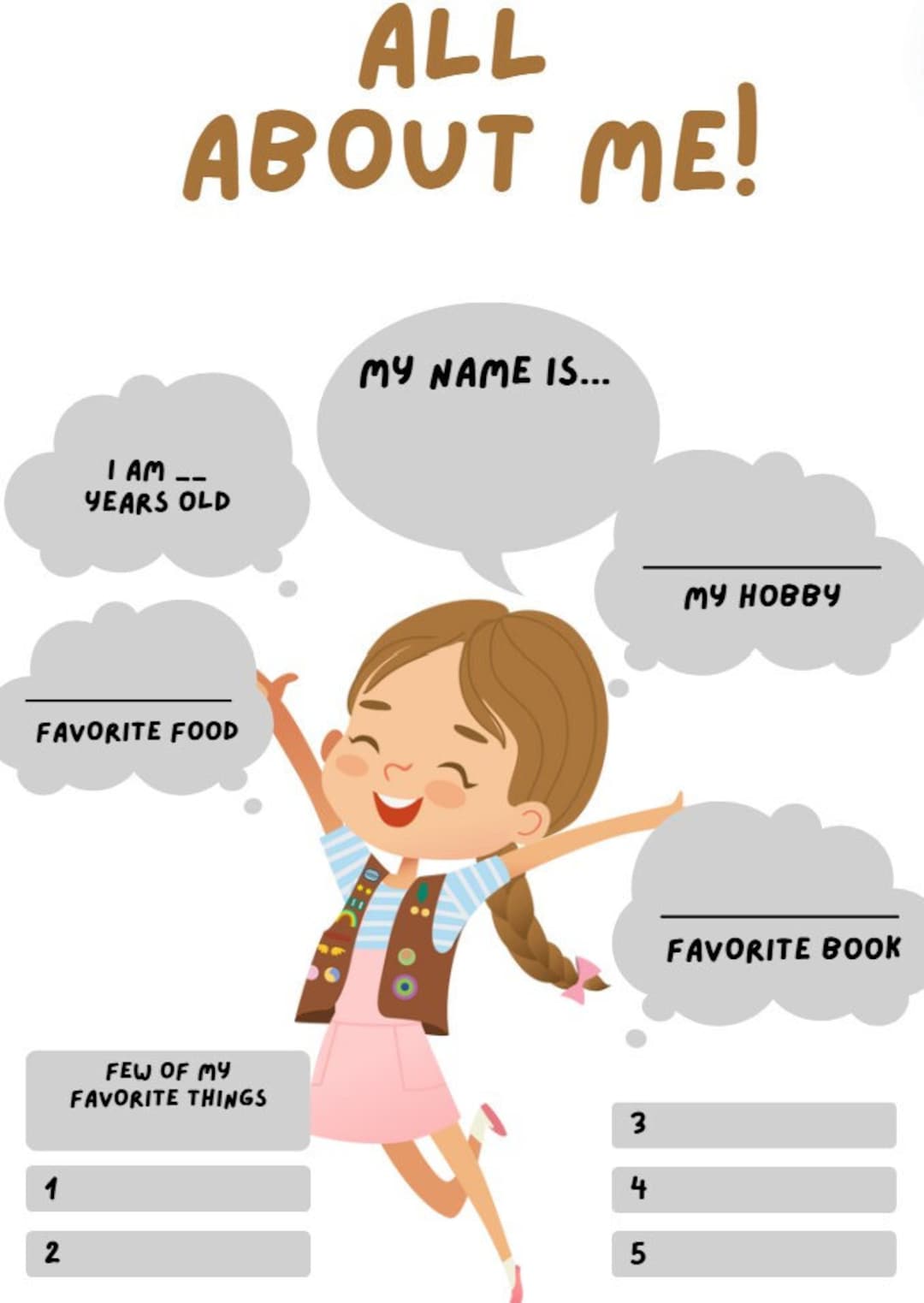 Girl Scout Brownie All About Me - Etsy