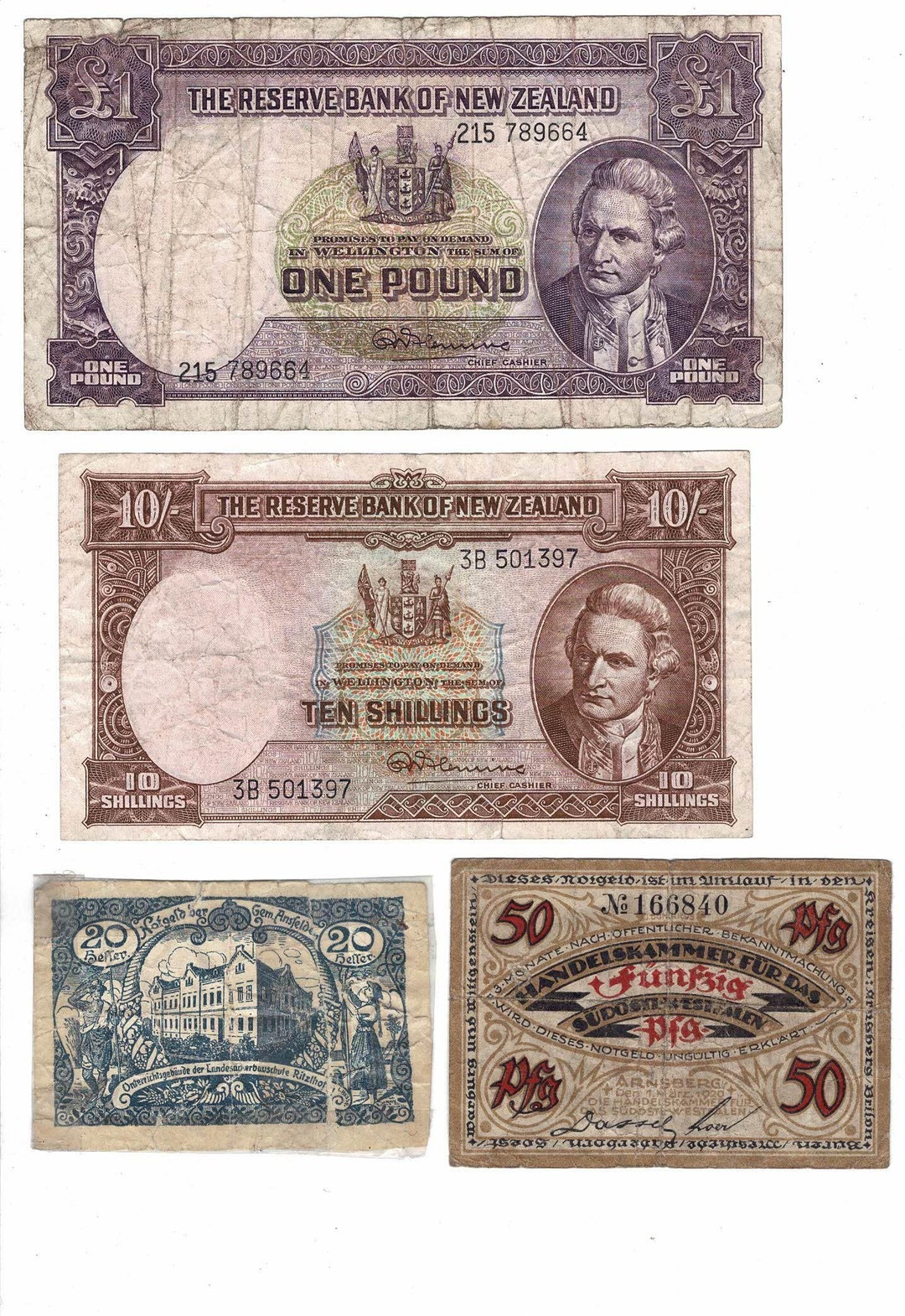 NZ One Pound Vintage Note 10 Shillings and Other Wondrous Old Money for ...