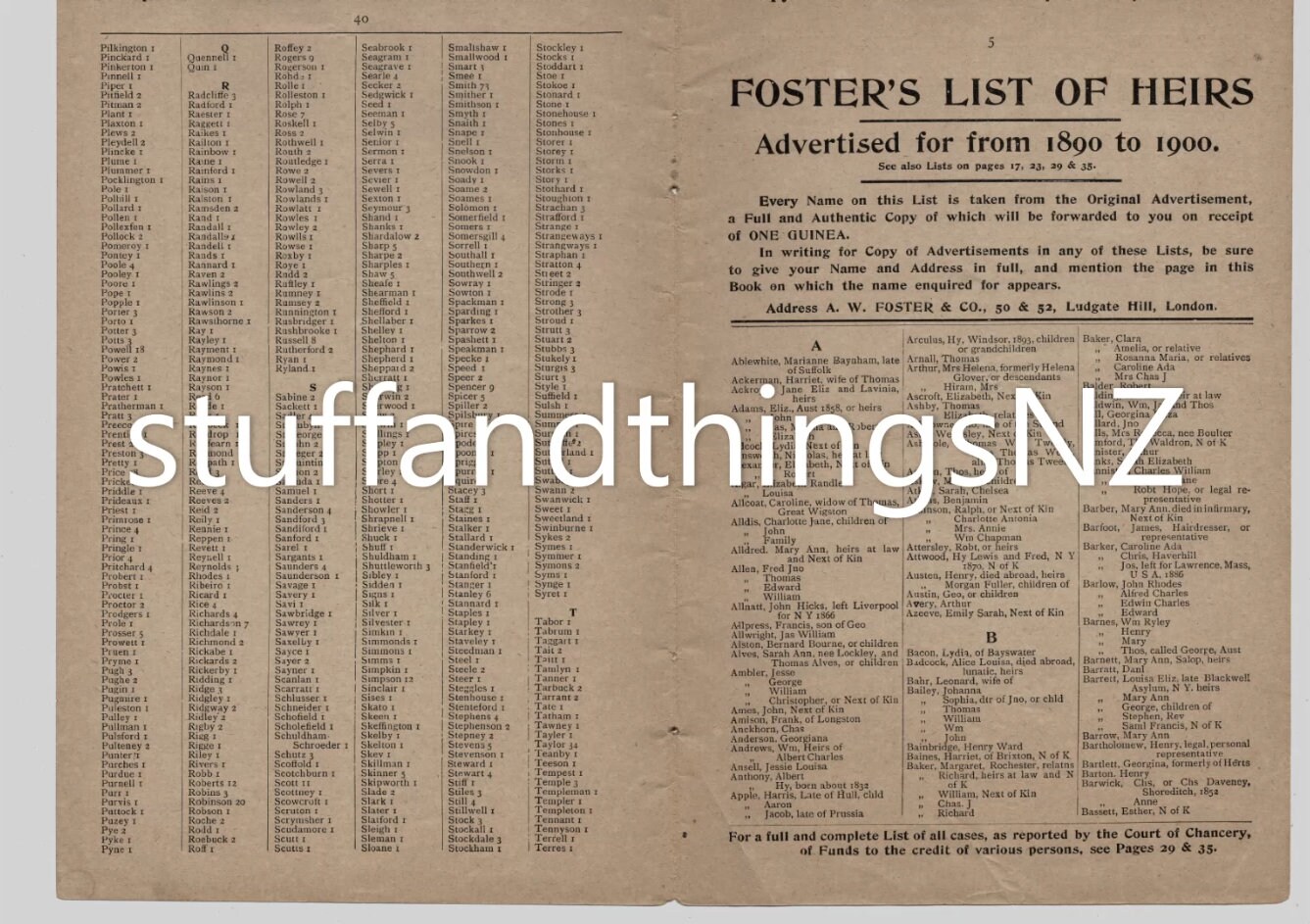 Foster's List of Heirs From 1901 vintage Document Find - Etsy