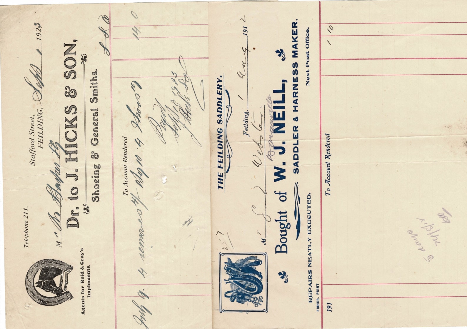 Typewritten Vintage Letter Retro Receipt Documents X 3 Bonus Stationary ...