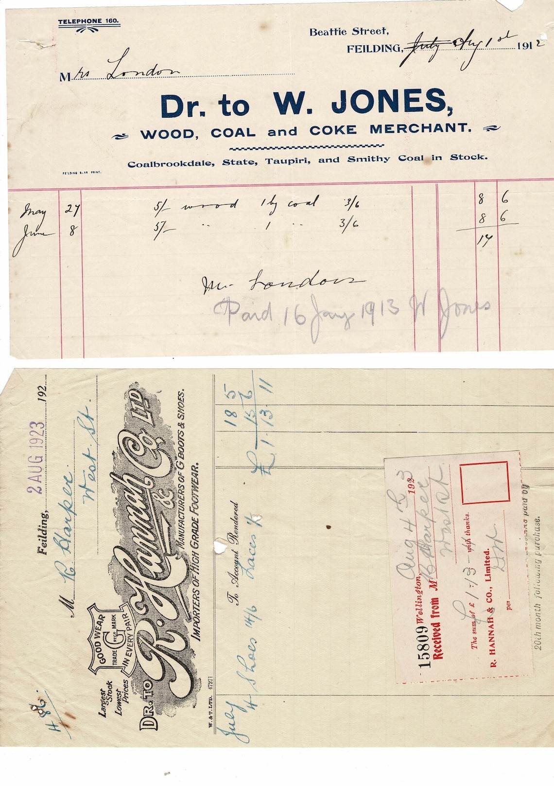 Typewritten Vintage Letter Retro Receipt Documents X 3 Bonus Stationary ...