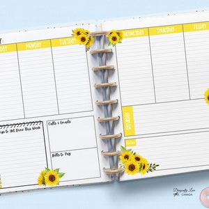 Weekly Planner Inserts - Sunflowers- Mon-sun or Sun-sat Vertical Pages ...