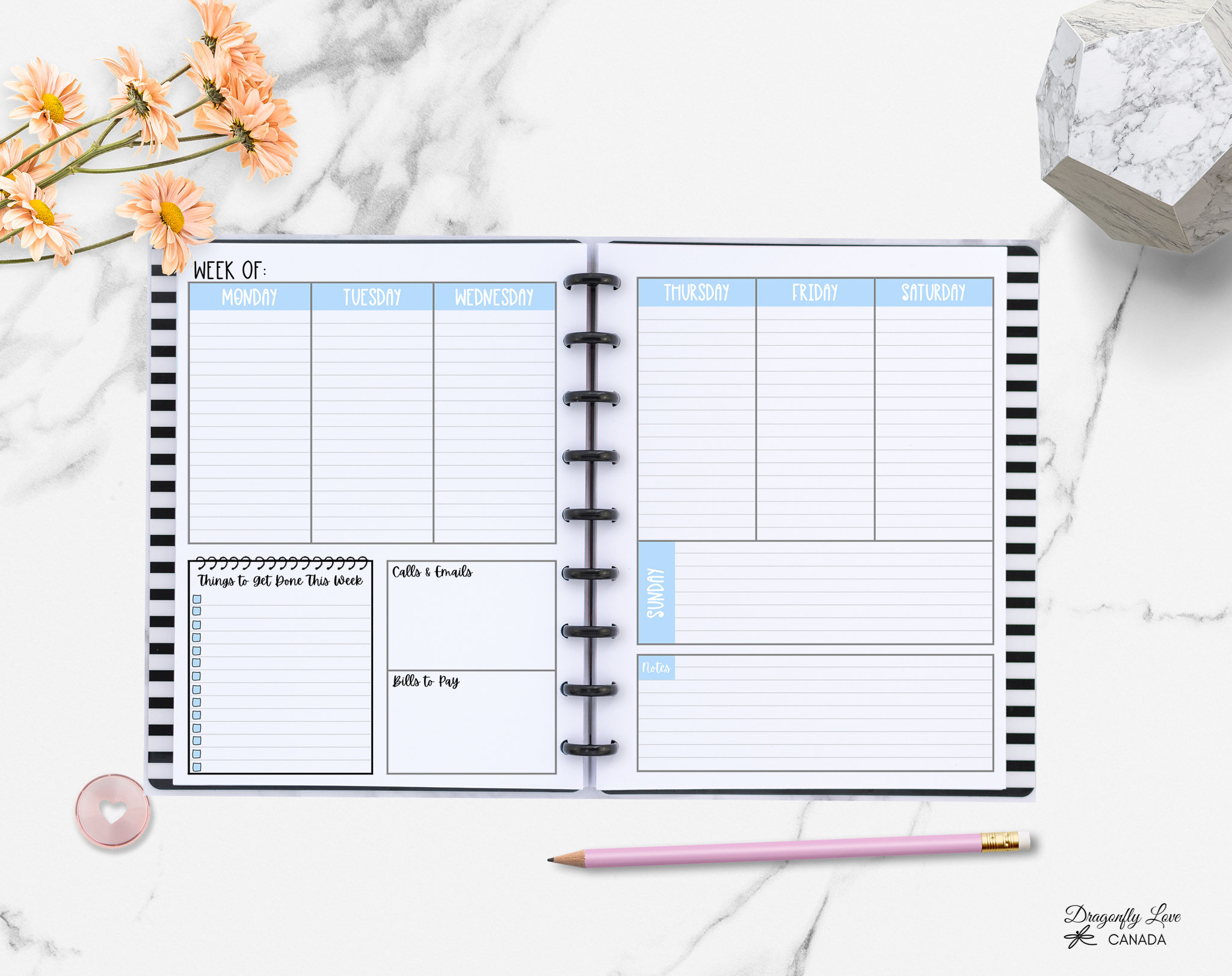 Vertical Weekly Planner Refills – Classic 9 Disc Journal (digital ...