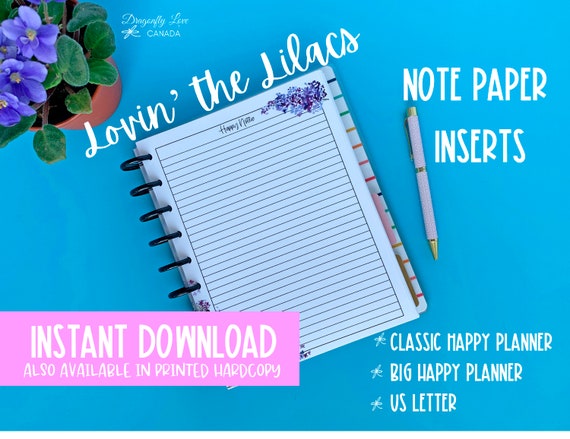 Planner Note Paper With Lilacs for Classic Big or Skinny | Etsy