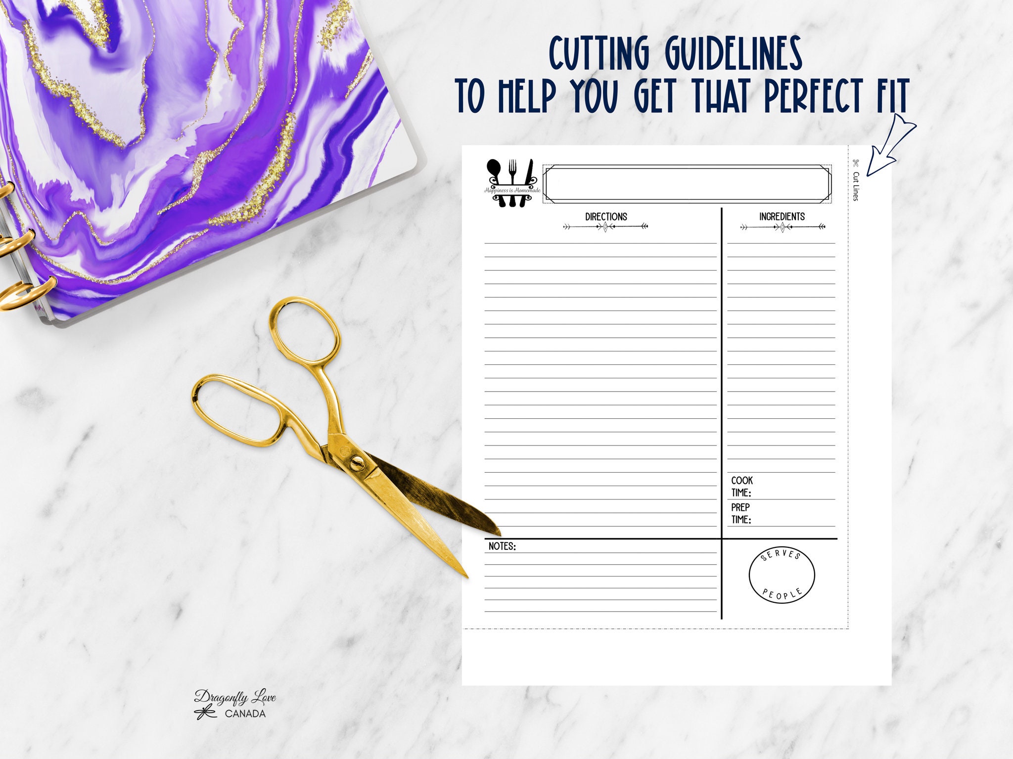 Recipe Planner Printable Minimalist Cookbook Inserts - Etsy