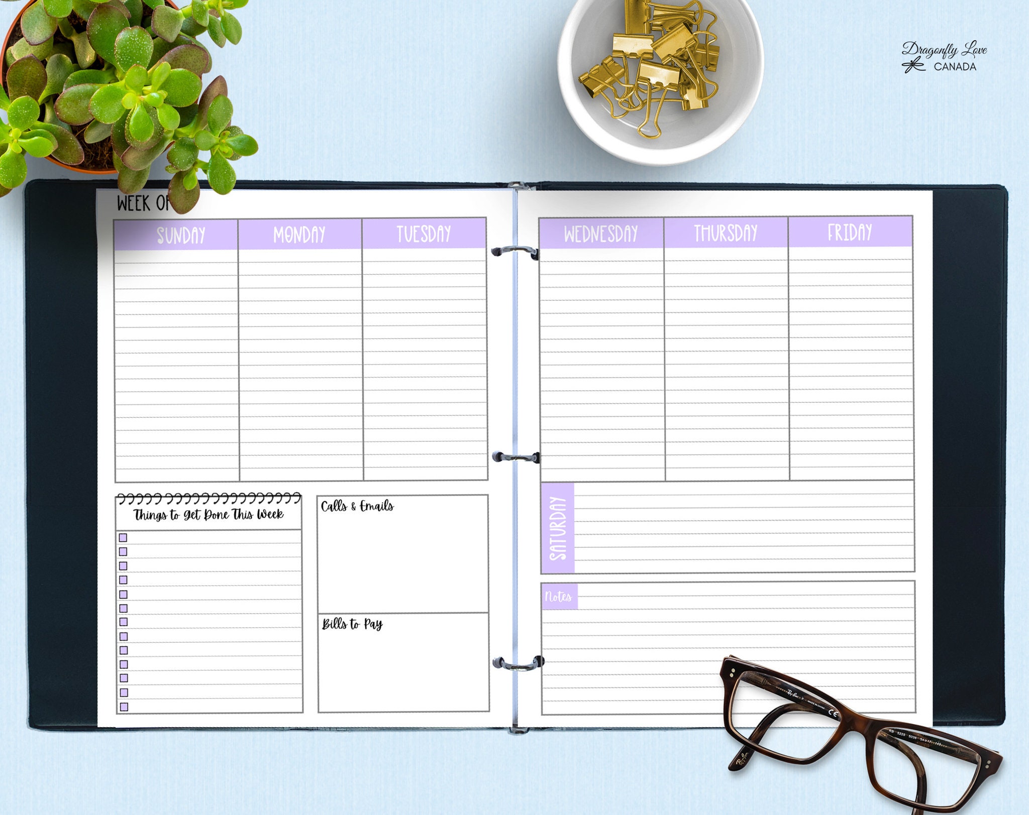 Sunday-saturday Weekly Planner Pages Vertical Layout | Etsy