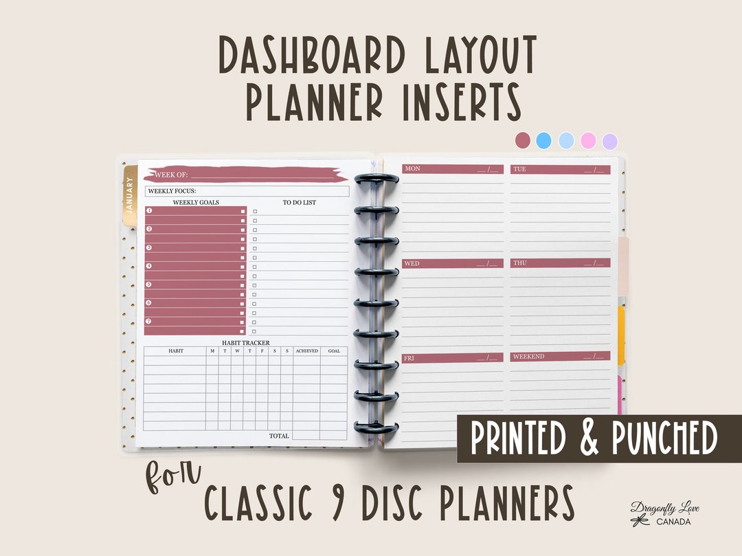 Undated Dashboard Refills for Classic 9 Disc Planners - Dashboard ...