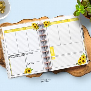 Weekly Planner Inserts - Sunflowers- Mon-sun or Sun-sat Vertical Pages ...
