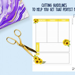 Weekly Planner Inserts - Sunflowers- Mon-sun or Sun-sat Vertical Pages ...