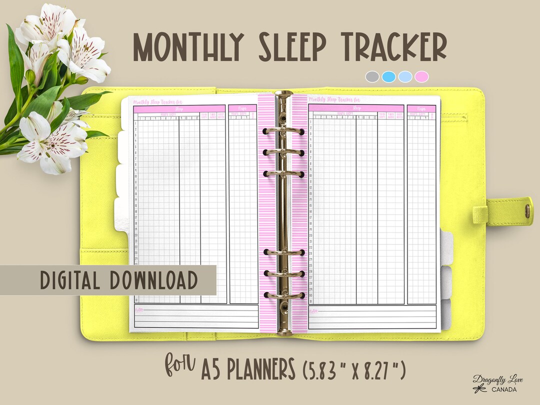 Monthly Sleep Trackers for A5 Planners - Monthly Sleep Journal - Sleep ...