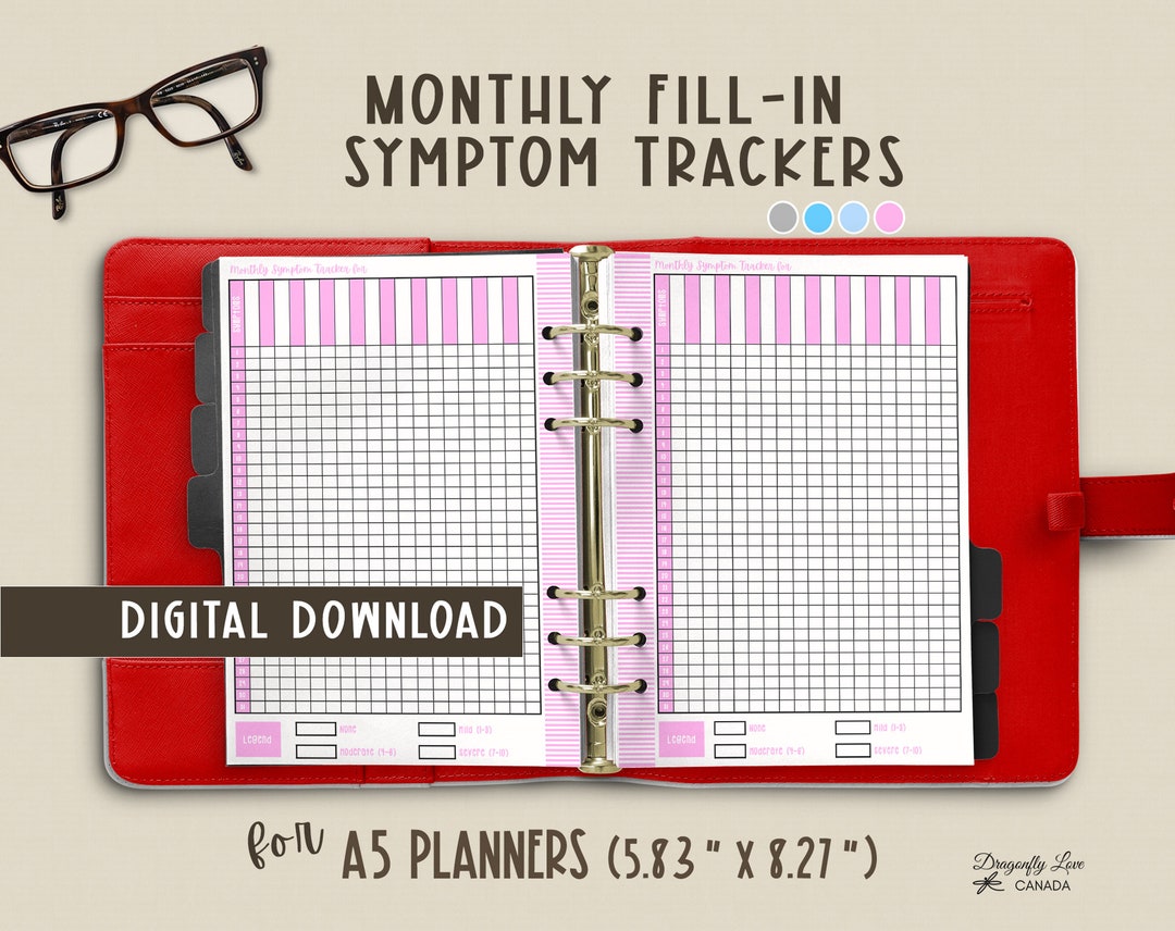 Monthly Fill-in Symptoms Tracker for A5 Planners - Chronic Illness ...